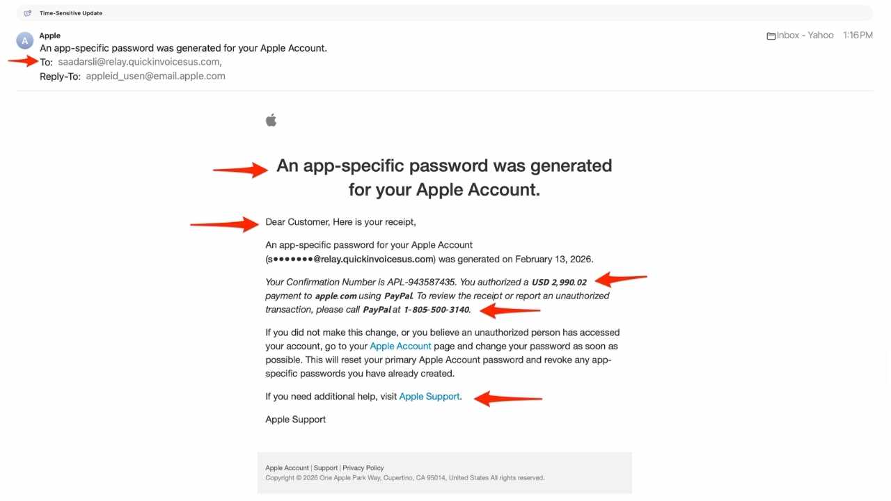 Apple app password scam email warning - CyberGuy